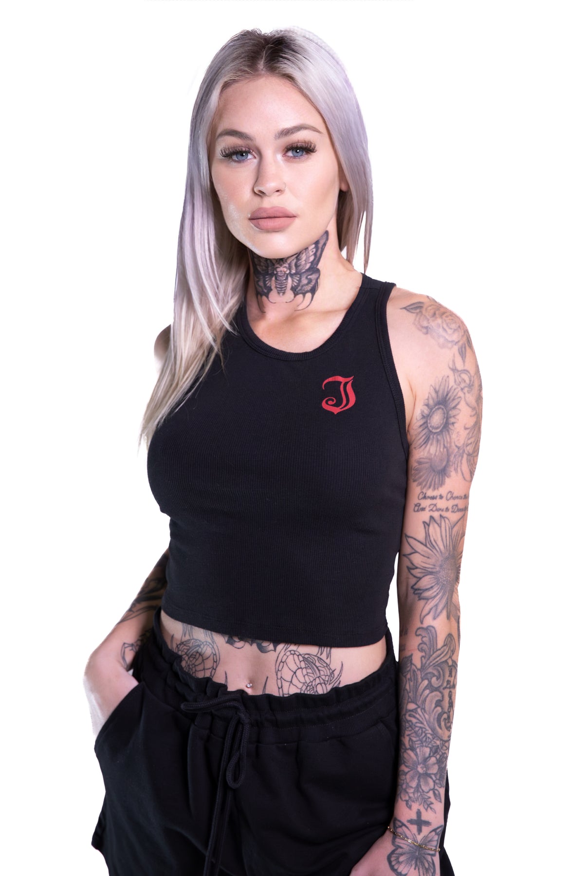 Women's Inked Icon Logo Crop Tank - Black/Red | Inked Shop