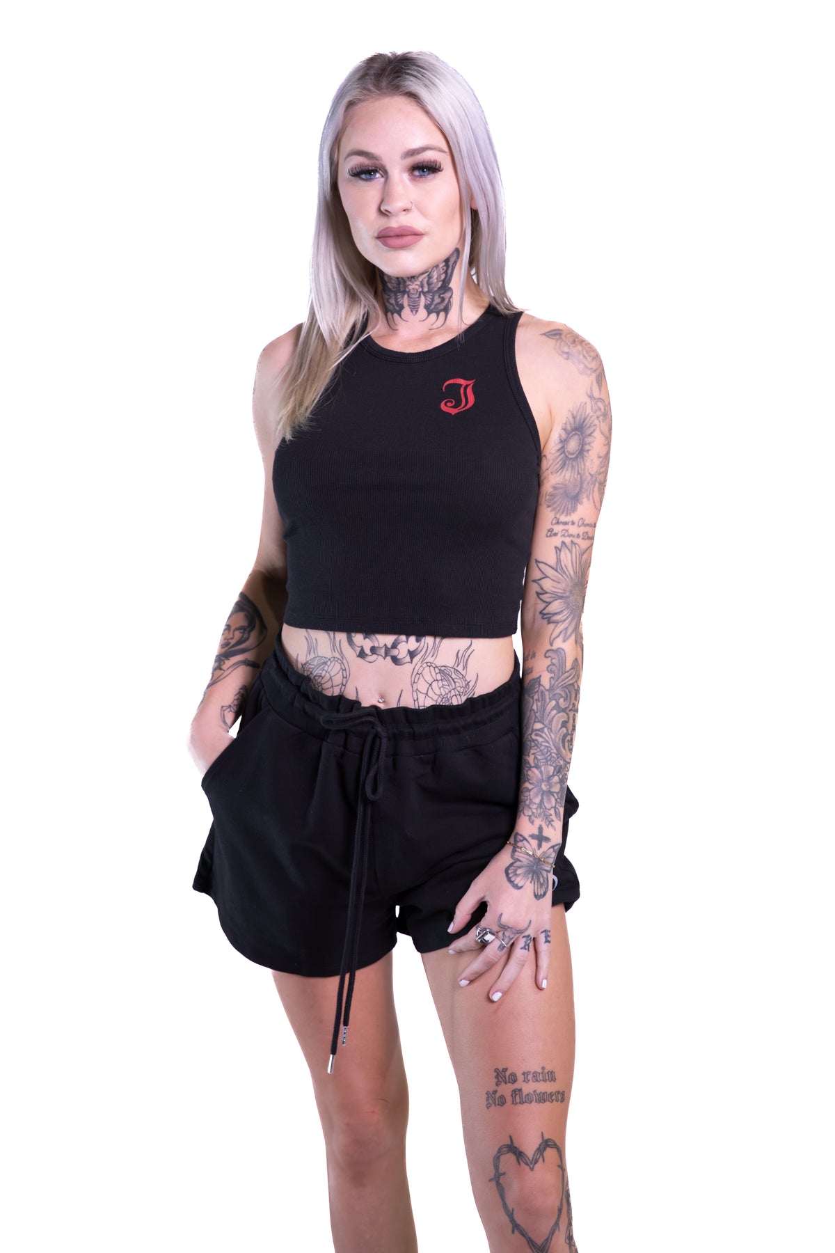Women's Inked Icon Logo Crop Tank - Black/Red | Inked Shop - Inked Shop
