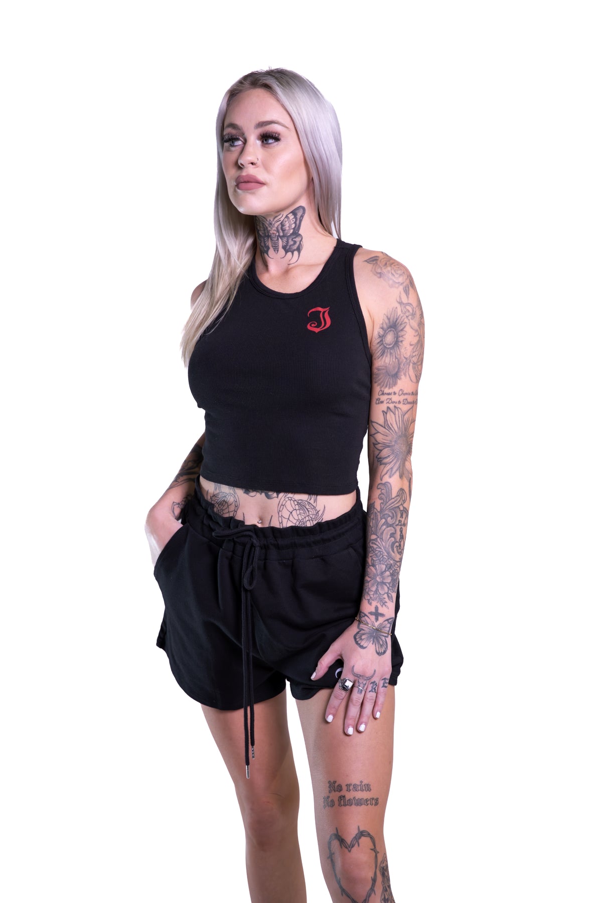 Women's Inked Icon Logo Crop Tank - Black/Red | Inked Shop - Inked Shop