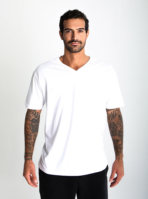 Men's Inked Mag Logo V-Neck Tee (white) by Inked | Cotton Crew Neck T ...