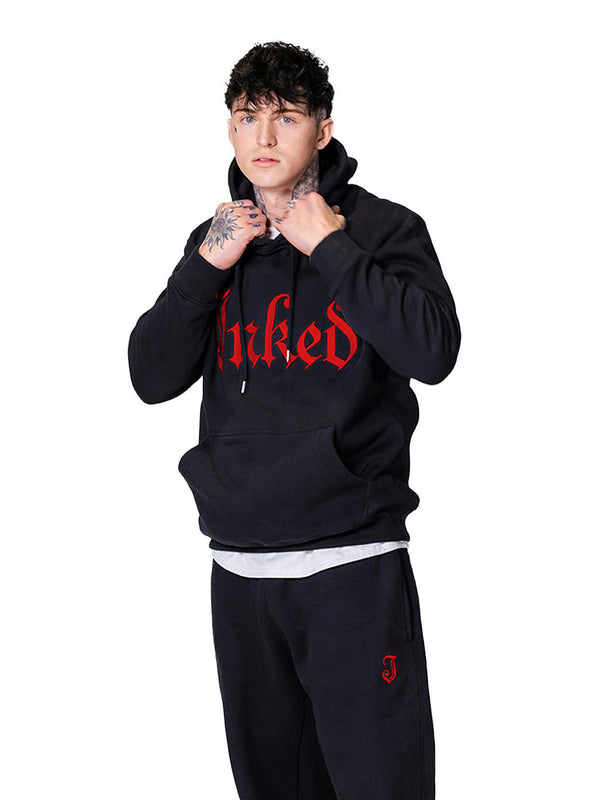 Inked Logo Embroidered Hoodie - Black / Red - Inked Shop